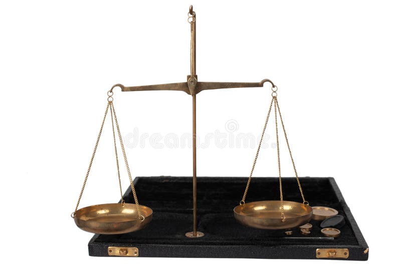 Bronze Traditional Balance Scale Set with Weights in Box Stock Image ...