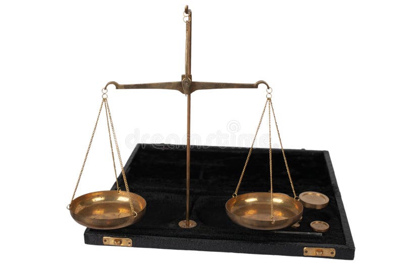 Bronze Traditional Balance Scale Set with Weights in Box Stock Photo ...