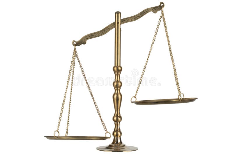 Bronze Traditional Balance Scale with Weights Isolated on White Stock ...