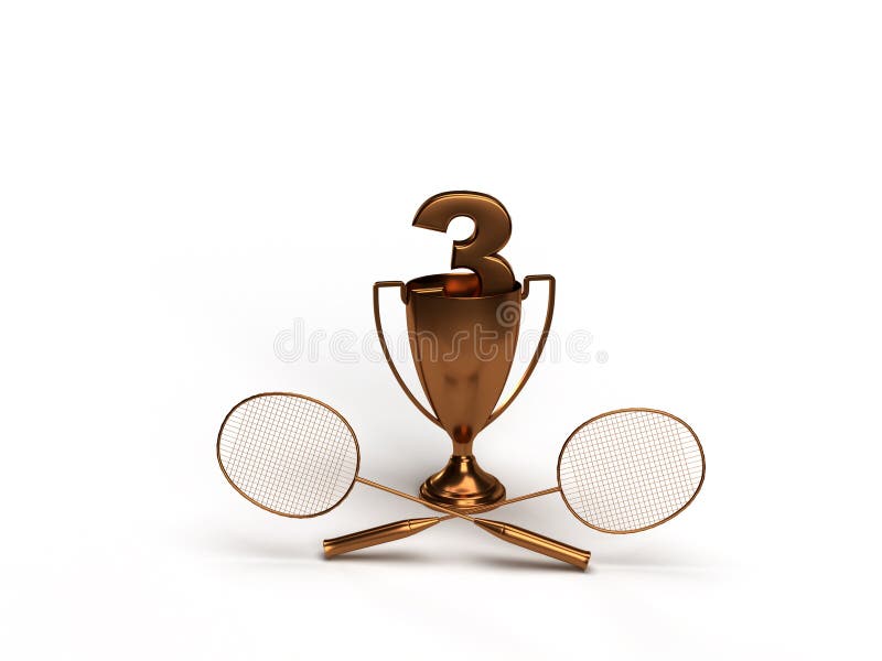 Bronze Trophy with Racket - Cup for the Badmint Competition for Taking ...
