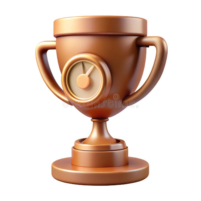 Bronze Trophy with Stopwatch on White Background 3D Illustration Stock ...