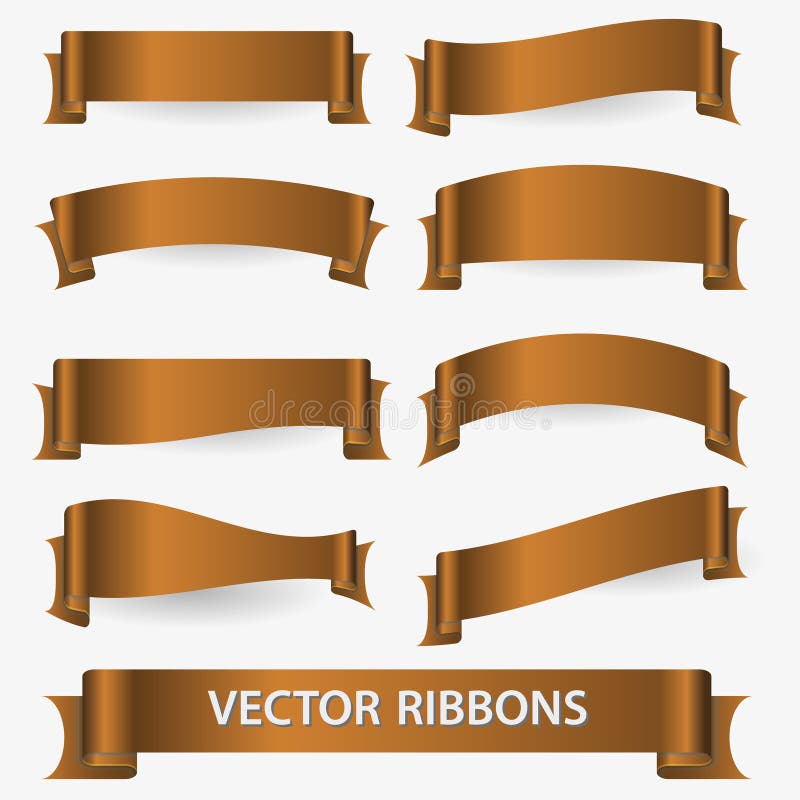 Bronze Various Curved Empty Ribbon Banners Eps10 Stock Vector ...