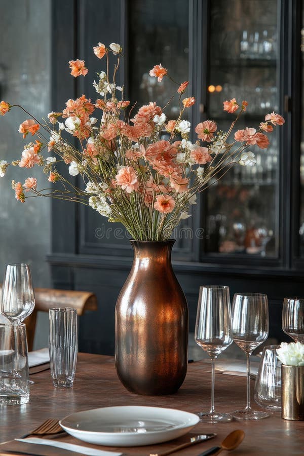 Bronze Vase Flowers, a Bronze Vase Filled with Fresh Flowers Brings a ...