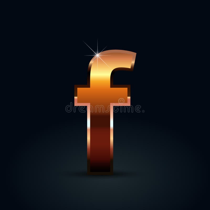 Bronze Vector Letter F Lowercase Isolated on Black Background Stock ...