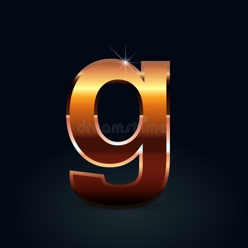 Bronze Vector Letter G Lowercase Isolated on Black Background Stock ...