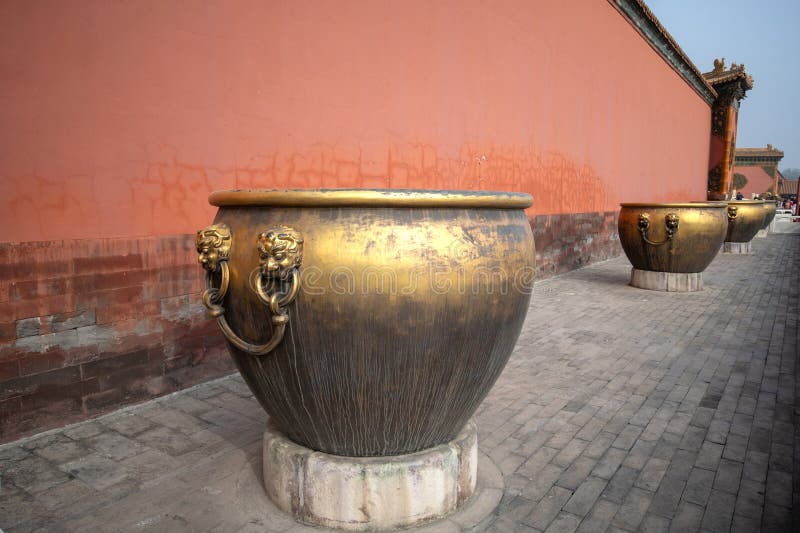 Bronze Water Vat Inside the Forbidden City Stock Photo - Image of ...