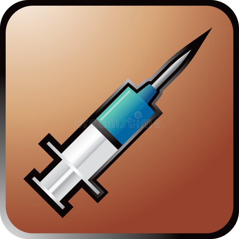 Bronze Web Button with Syringe Stock Vector - Illustration of inject ...