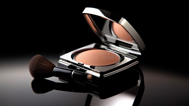 Bronzer Makeup Compact with Brush on White Background Stock ...