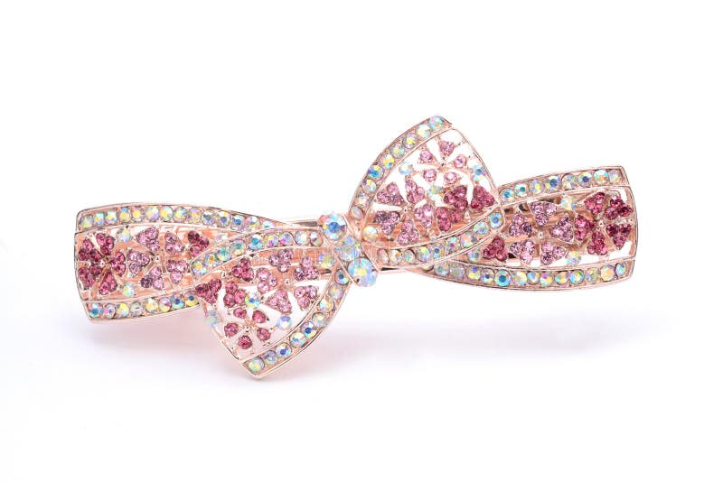 Brooch with a Bow of Gems Isolated on White Stock Image - Image of ...