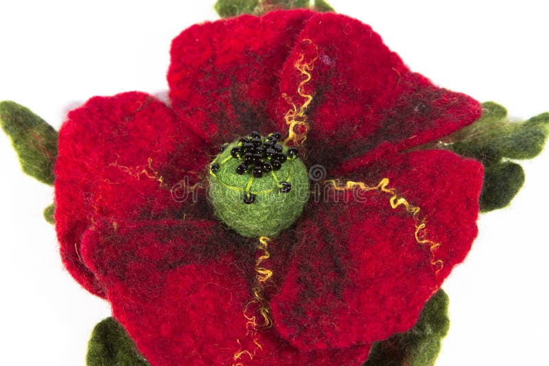 Brooch Made of Felt Wool on a White Background Stock Photo - Image of ...