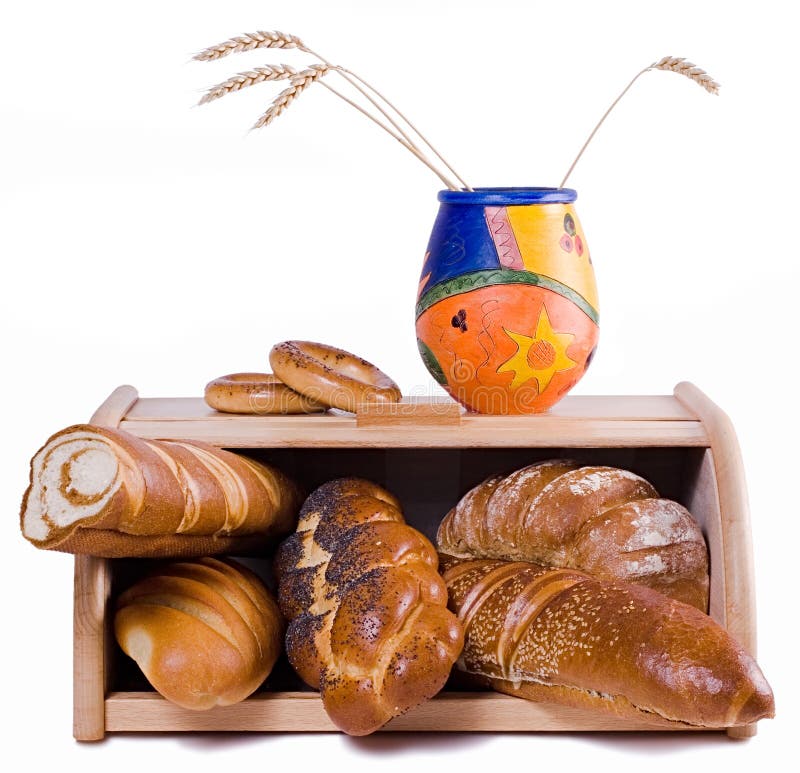 Brood En Brood-mand, Isolat Stock Afbeelding - Image of maaltijd, haver ...