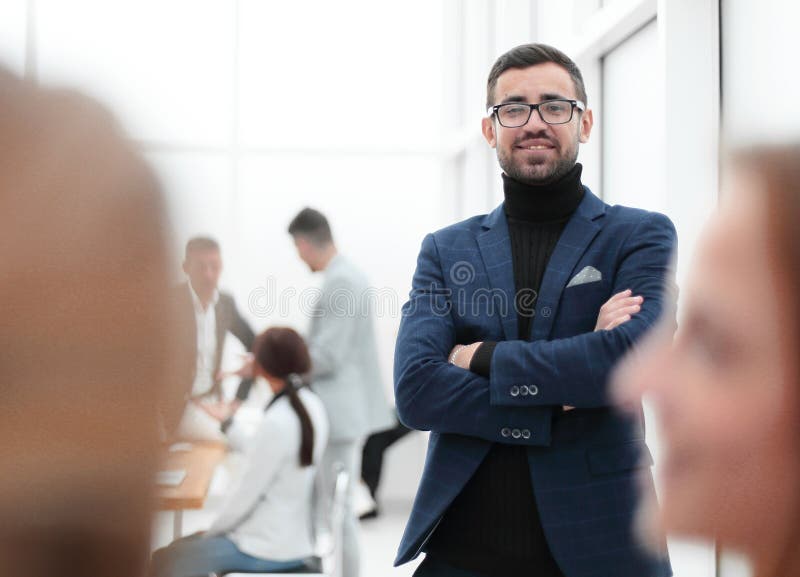Brooding Business Man Standing in His Office Stock Photo - Image of ...