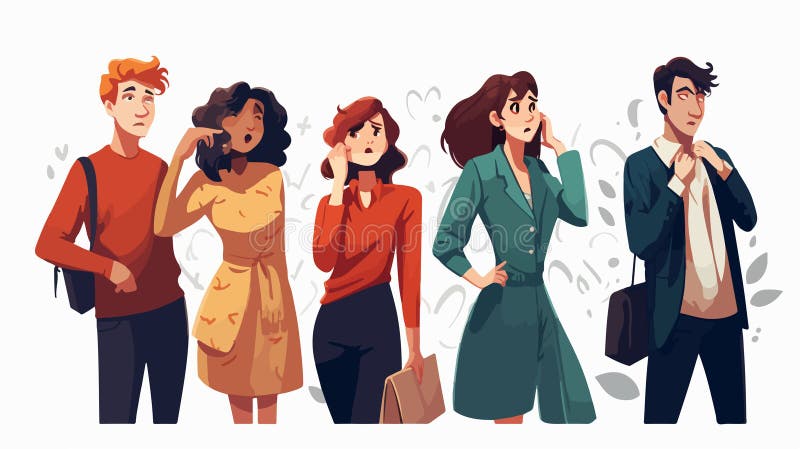 Brooding People Scratch Their Heads Remember Ideas Stock Vector ...