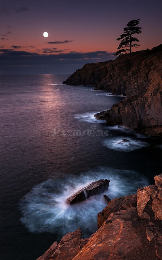 A Brooding Sea Stretches Out Under a Twilight Sky, Its Dark Waves ...