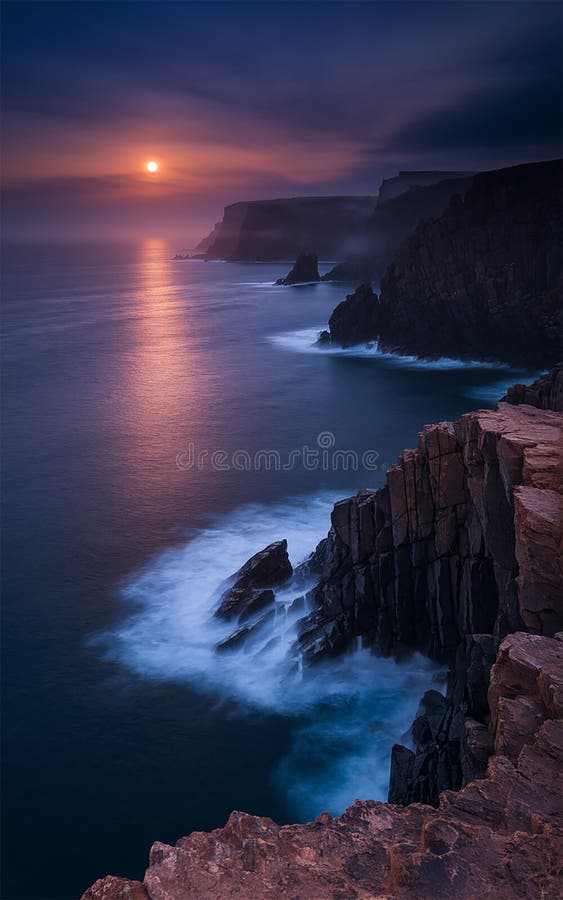 A Brooding Sea Stretches Out Under a Twilight Sky, Its Dark Waves ...