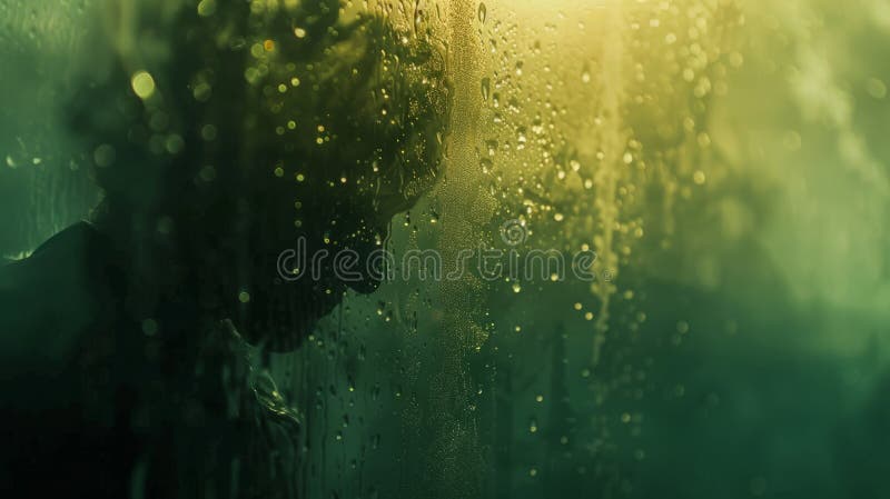 Brooding Silhouette: Raindrops on Glass, Reflective Emotions, Abstract ...