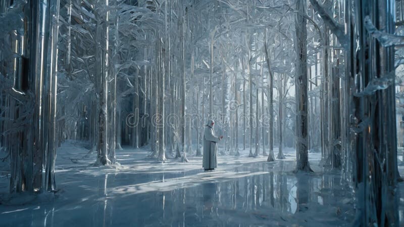 The Wizard in the Ice Forest Stock Illustration - Illustration of fairy ...