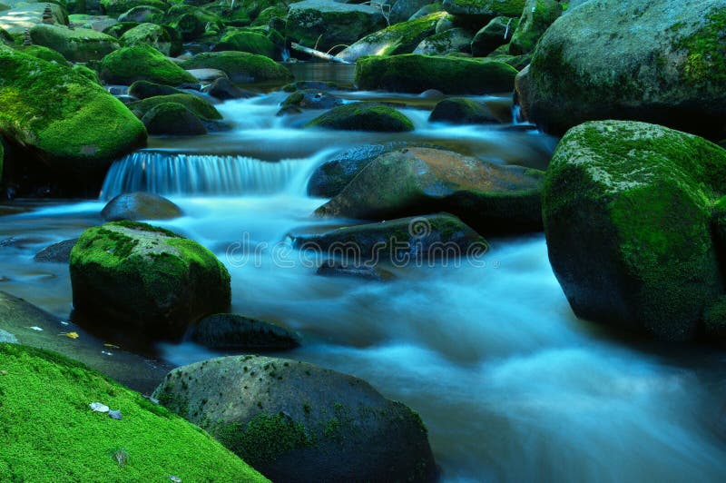 Small Waterfall and a Pair of River Rocks Stock Image - Image of rivers ...