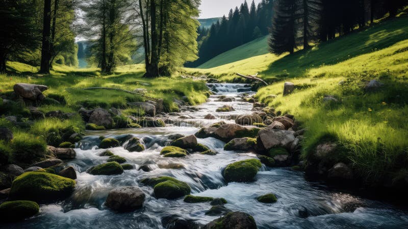 Brook flowing waters stock photo. Image of nature, tranquil - 369419046