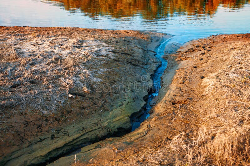 Brook flows into the river stock image. Image of freshet - 198690113