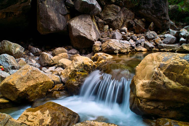 Brook of forest stock photo. Image of stones, outside - 15375624