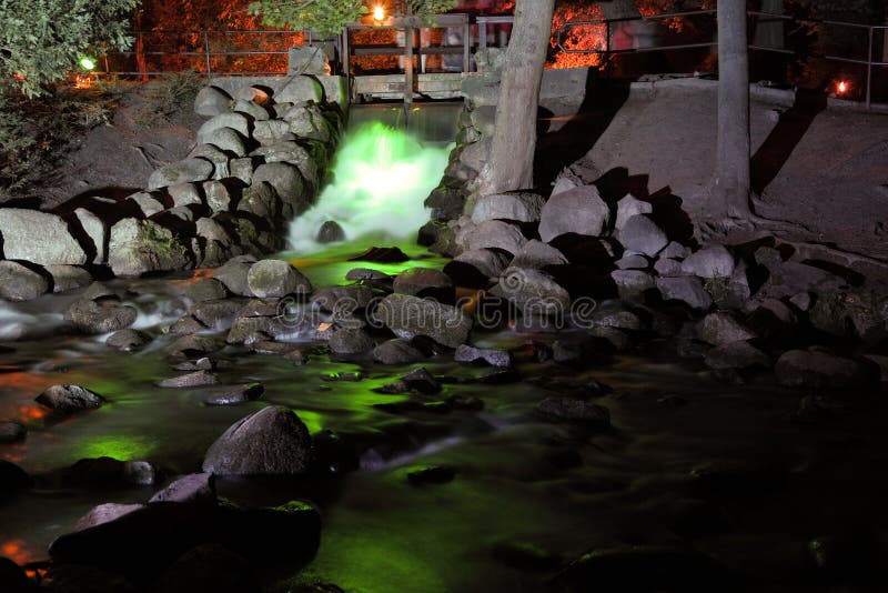 Brook at night stock image. Image of dark, lamp, mountains - 27670477