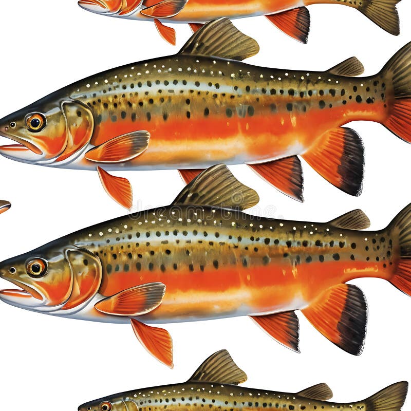 Brook Trout Isolated on a White Background Stock Illustration ...