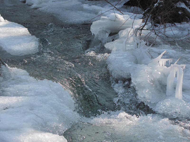 Brook in winter stock image. Image of freeze, silver - 48375021