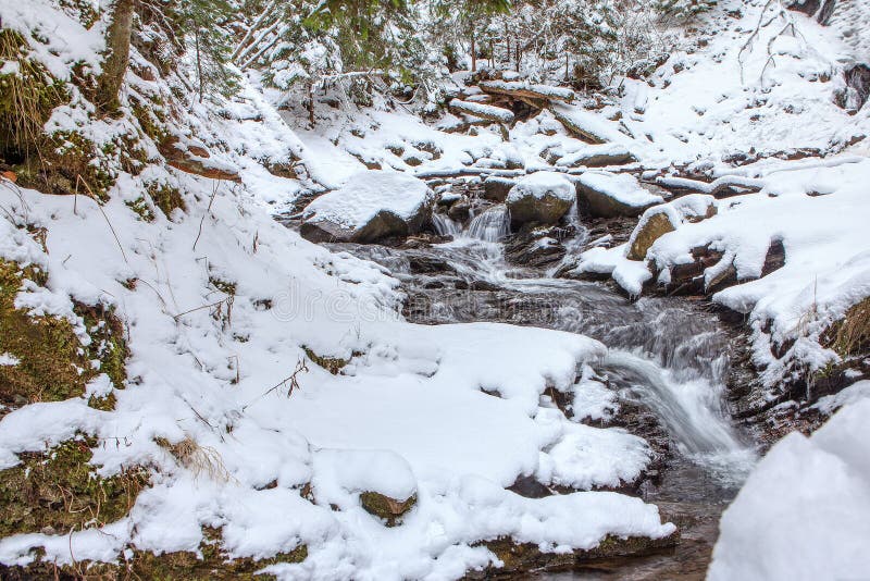 Brook in the winter stock photo. Image of flow, glacier - 167478014