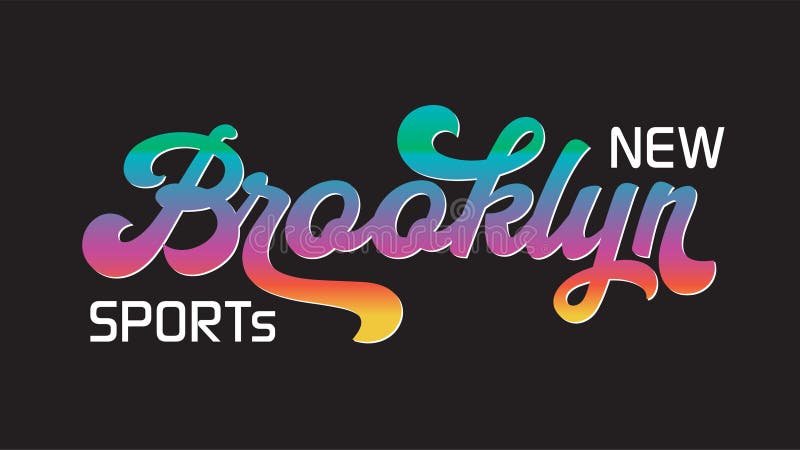 Brooklyn, Vector Text, Hand Drawn Lettering with Rainbow Gradient ...
