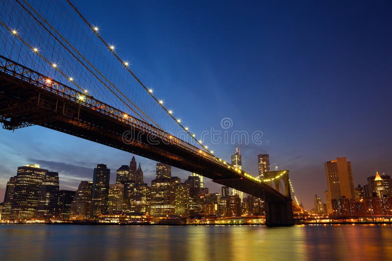 Brooklyn Bridge sunset stock image. Image of lower, bridge - 47170679