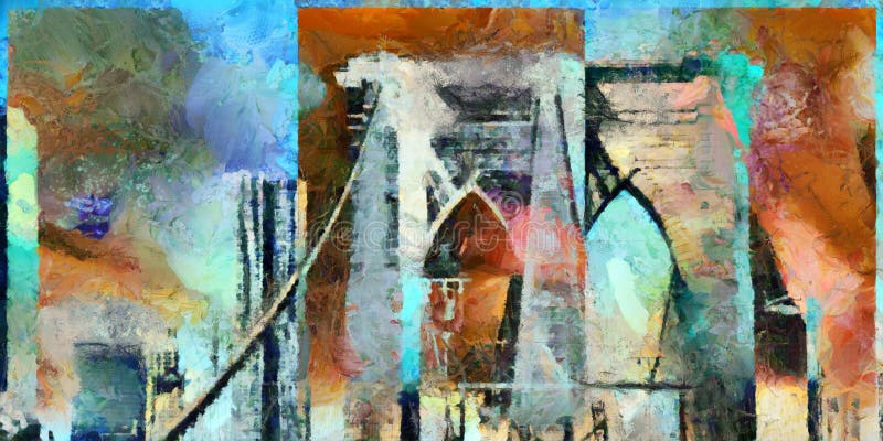 Brooklyn Bridge Abstract Painting Stock Illustration - Illustration of ...