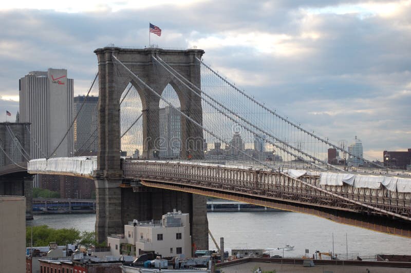 Brooklyn Bridge Draped for Repairs Editorial Stock Photo - Image of ...
