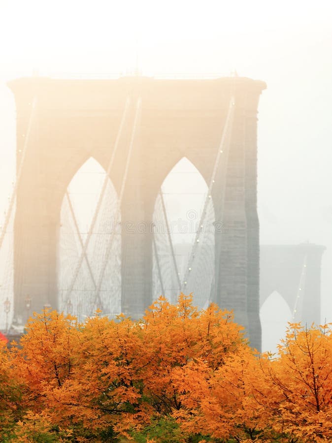 The Brooklyn Bridge in the Fall New York Editorial Photography - Image ...