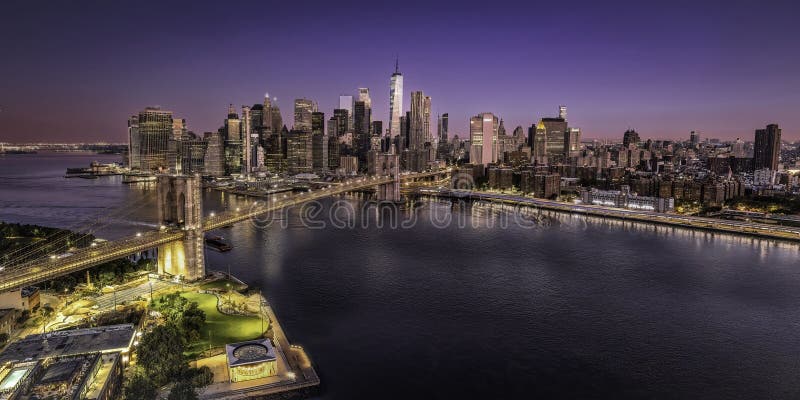 Brooklyn Bridge and Lower Manhattan View Stock Photo - Image of ...