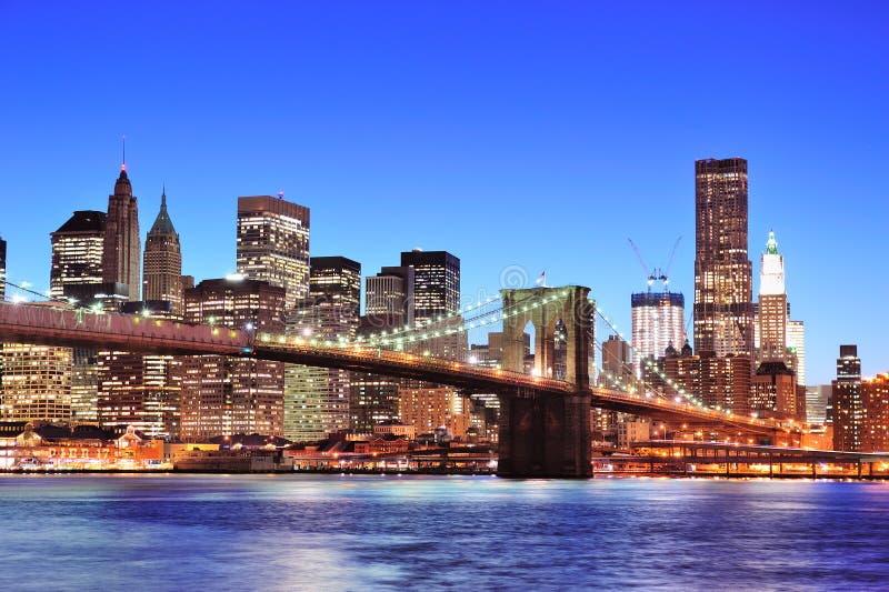 Brooklyn Bridge with New York City Manhattan Stock Photo - Image of ...
