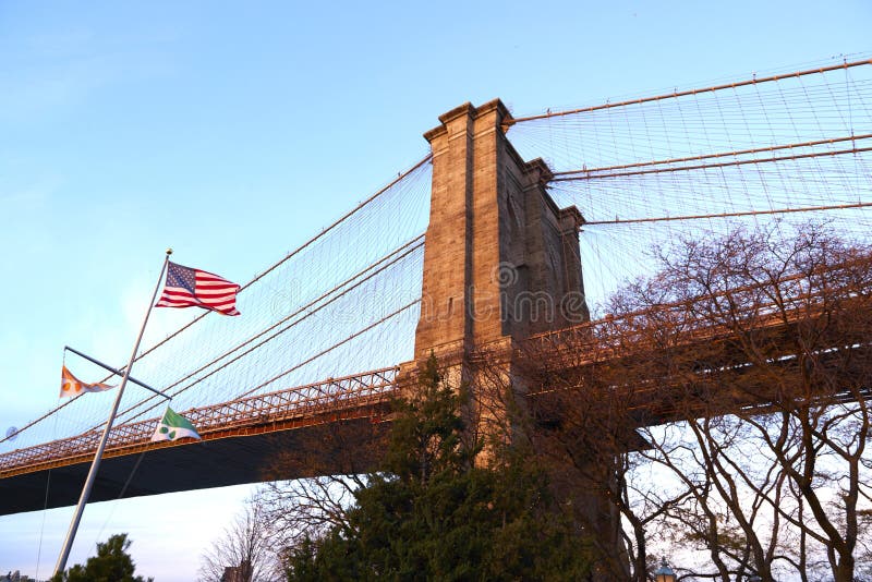 Brooklyn Bridge stock image. Image of river, dawn, colorful - 83263335