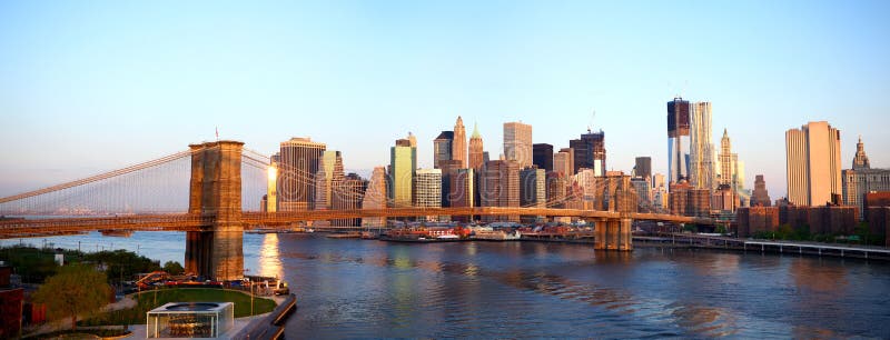Brooklyn Bridge panorama stock image. Image of destinations - 24614985