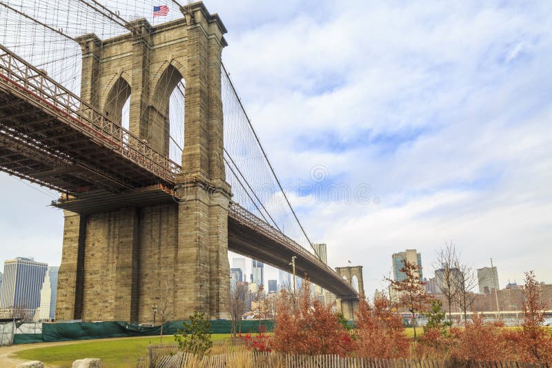 Under the Manhattan Bridge from Brooklyn Side in New York, NY Stock ...