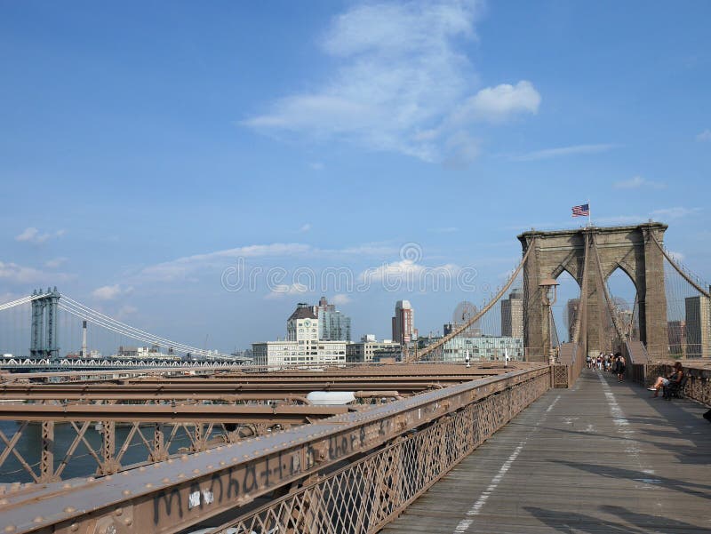 Brooklyn Bridge editorial photo. Image of cyclist, path - 104639586