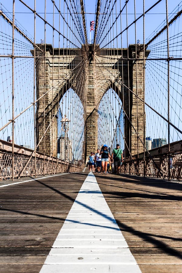 Brooklyn Bridge from Pedestrian Deck Editorial Photography - Image of ...