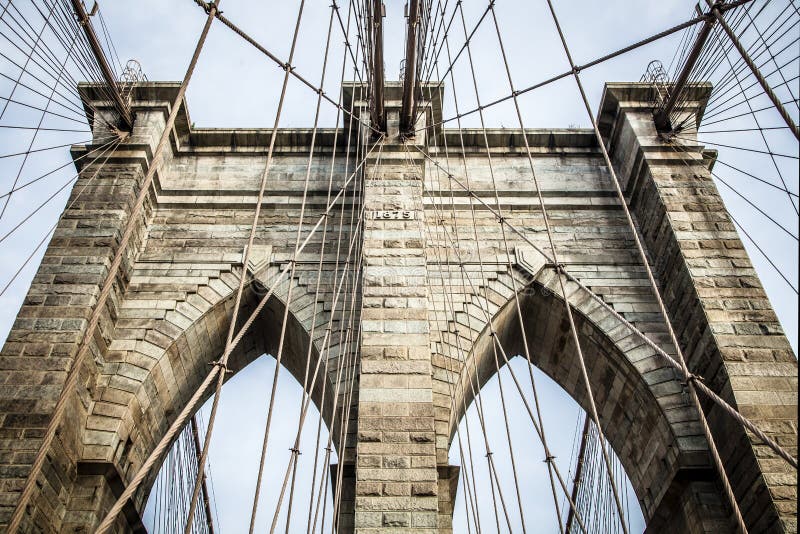Brooklyn Bridge Pylon Structure Stock Photo - Image of famous, american ...