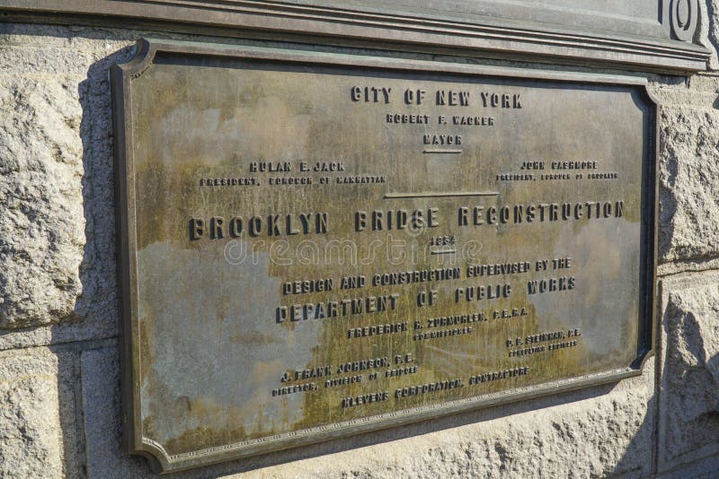 Brooklyn Bridge Reconstruction Sign- MANHATTAN - NEW YORK - APRIL 1 ...