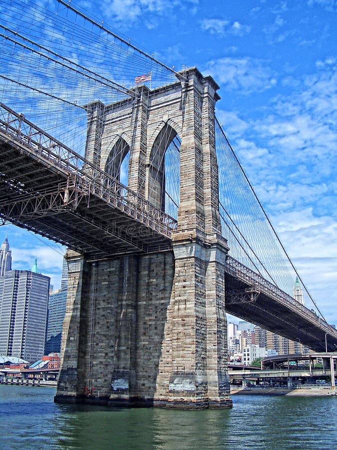 Brooklyn Bridge stock photo. Image of rock, flag, suspension - 43958720