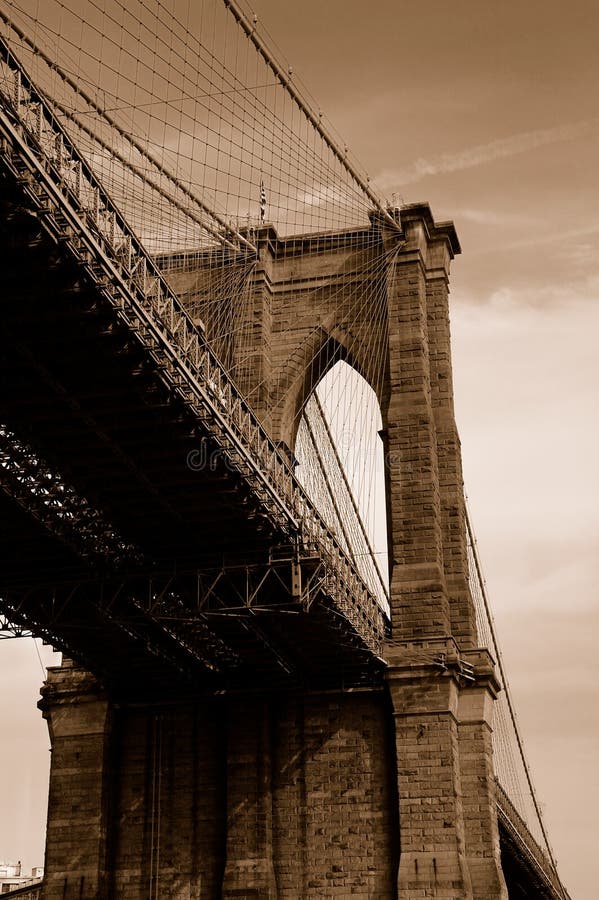Brooklyn Bridge in Sepia stock image. Image of works, sepia - 946667