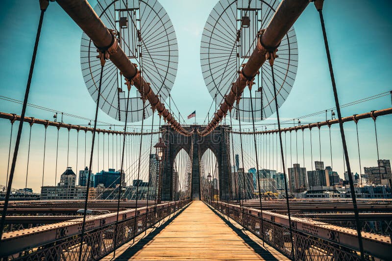 Brooklyn Bridge on a Sunny Afternoon, Photo without People Stock Image ...