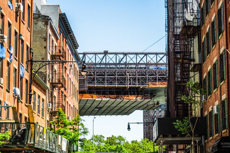 Brooklyn Bridge Under Construction Seen from Underneath Editorial ...