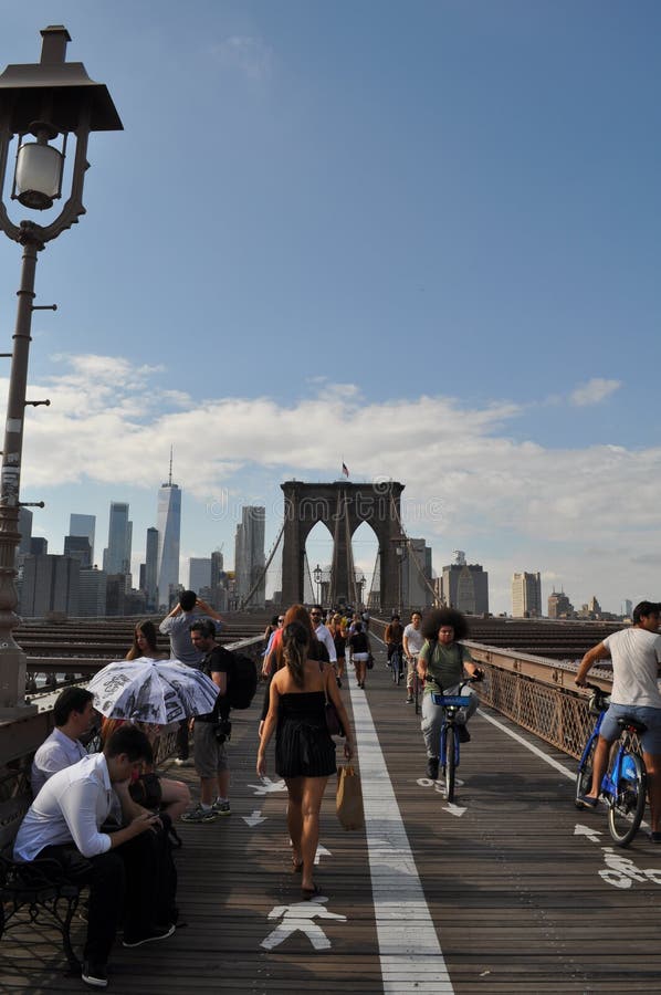 Brooklyn Bridge Walking Path in New York City Editorial Photo - Image ...