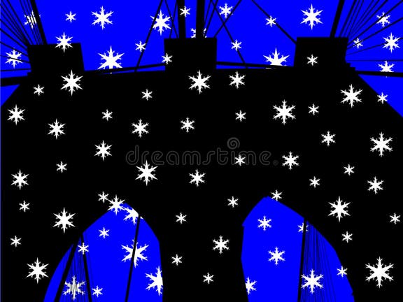 Brooklyn bridge in winter stock vector. Illustration of flurry - 1557552