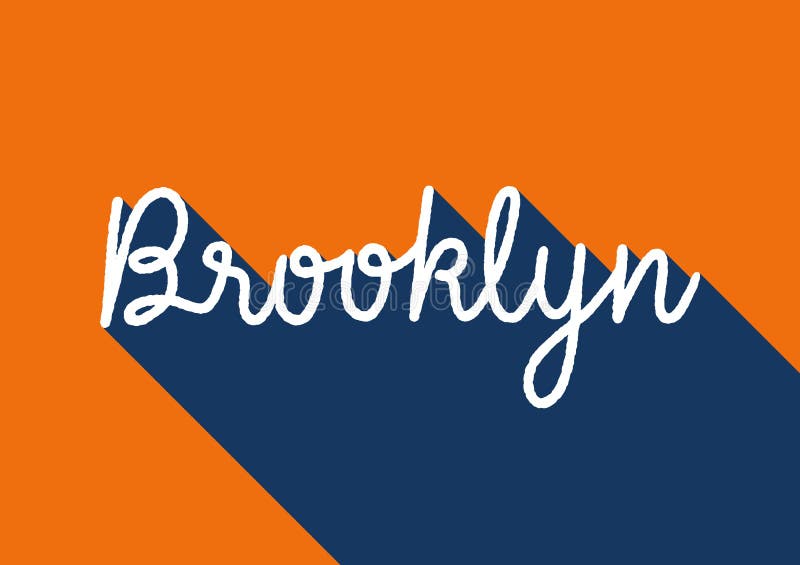 Brooklyn Hand Lettering on Orange Background Stock Vector ...